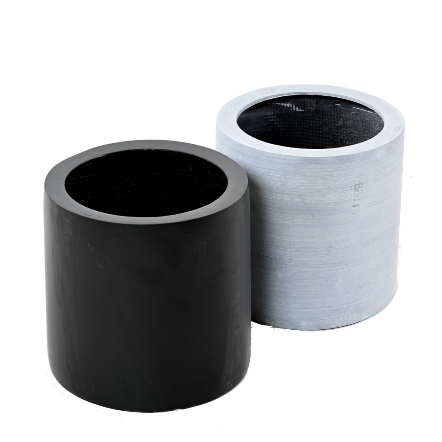 60cm Black Fiberstone Cylindrical Pot